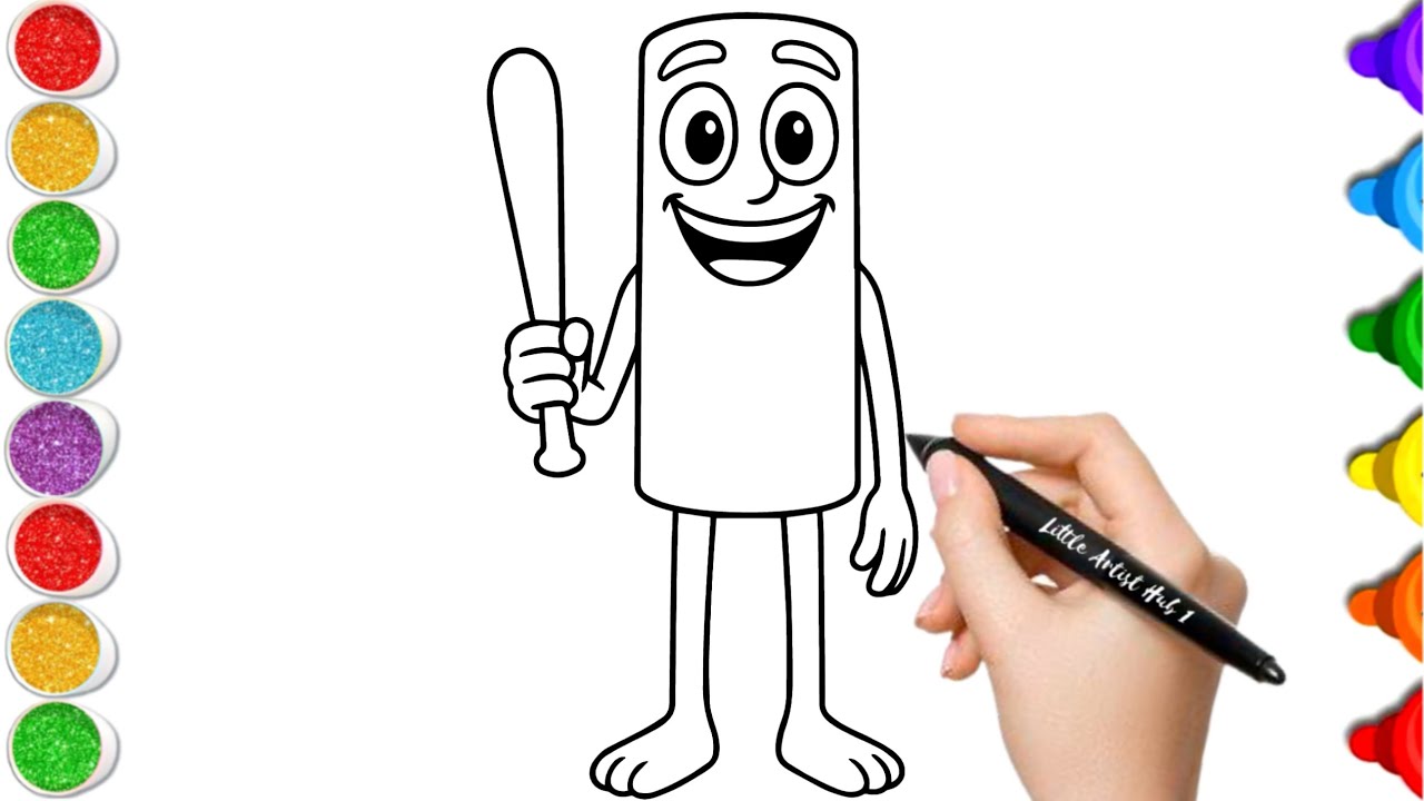 How to draw Tung Tung Tung Sahur| easy drawing and coloring for kids ...