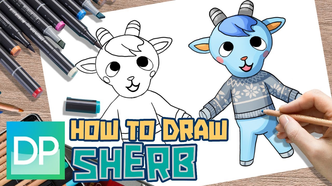 [DRAWPEDIA] HOW TO DRAW SHERB FROM ANIMAL CROSSING NEW HORIZONS - STEP ...