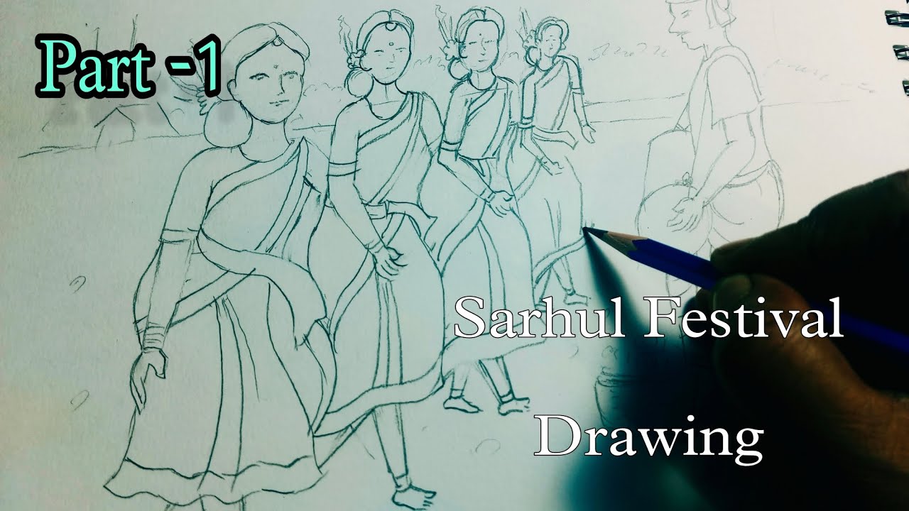 Sarhul Festival Drawing For Bignners / Aadiwasi Drawing / Jharkhand ...