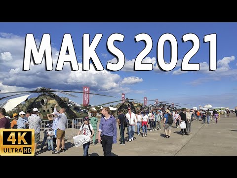 Maks 2021. Aviasalon. International Aviation and Space Salon.. Walking tour 4k. Part 2.