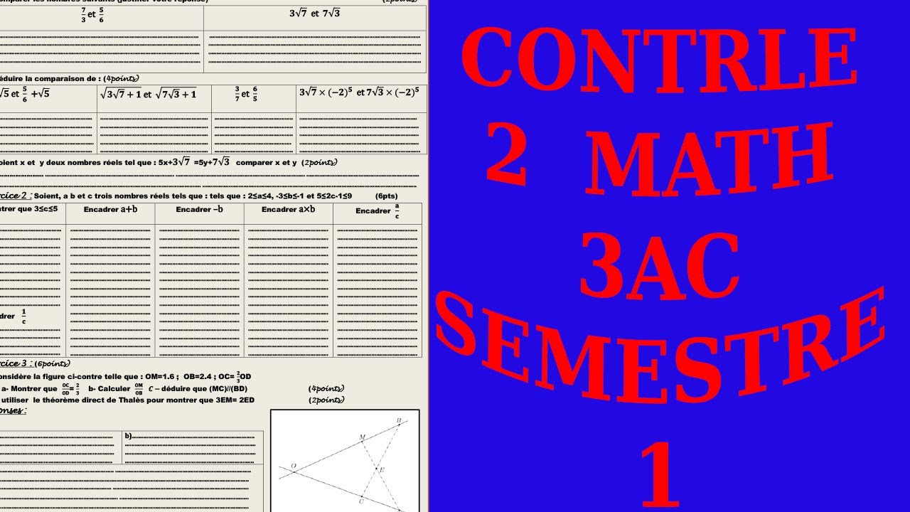 contrôle 2 math 3AC semestre 1 - YouTube