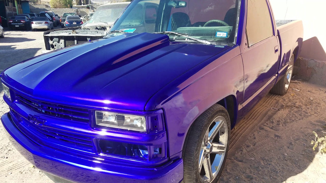 Chevy silverado 1994 paint candy blue cobalt - YouTube