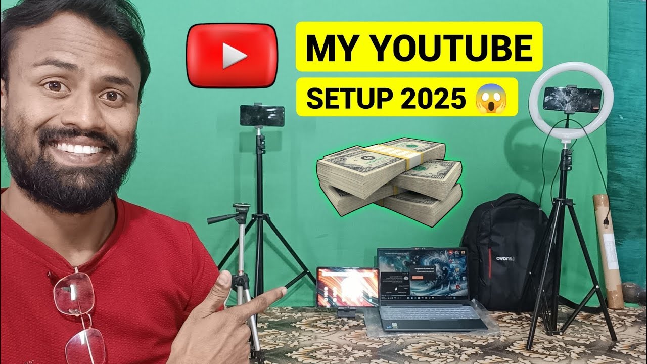 "MY YOUTUBE SETUP 2025 😱 | Full Equipment Tour | Tripod, Mic, Laptop ...