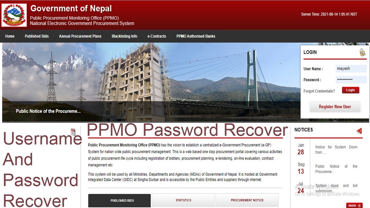 Forgot password in Bolpatra/Forgot password in PPMO कसरी युजरनेम र ...