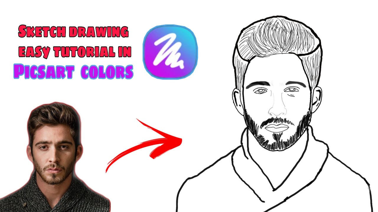 Easy Sketch drawing tutorial in PicsArt colors | Techno Editorial - YouTube