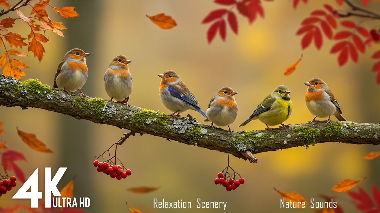Peaceful Birds & Falling Leaves – Relaxing Piano in Enchanting 4K ...