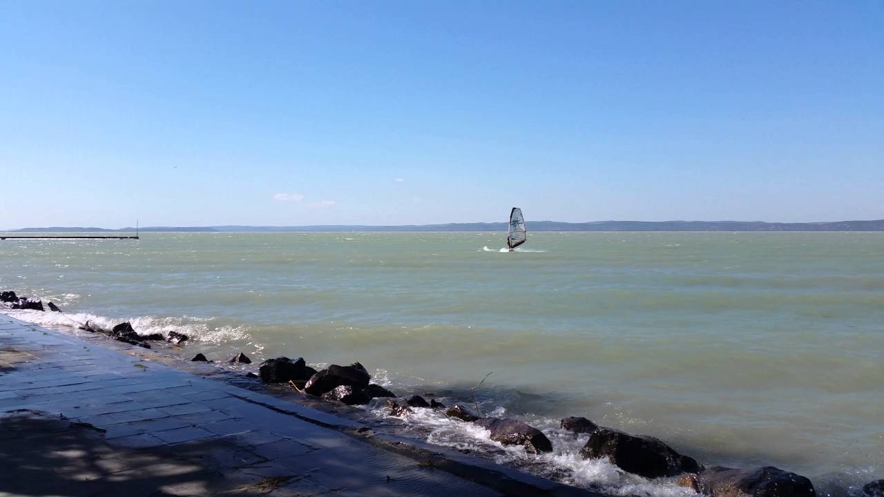 Surfing Lake Balaton windy weather 20160416 4K - YouTube
