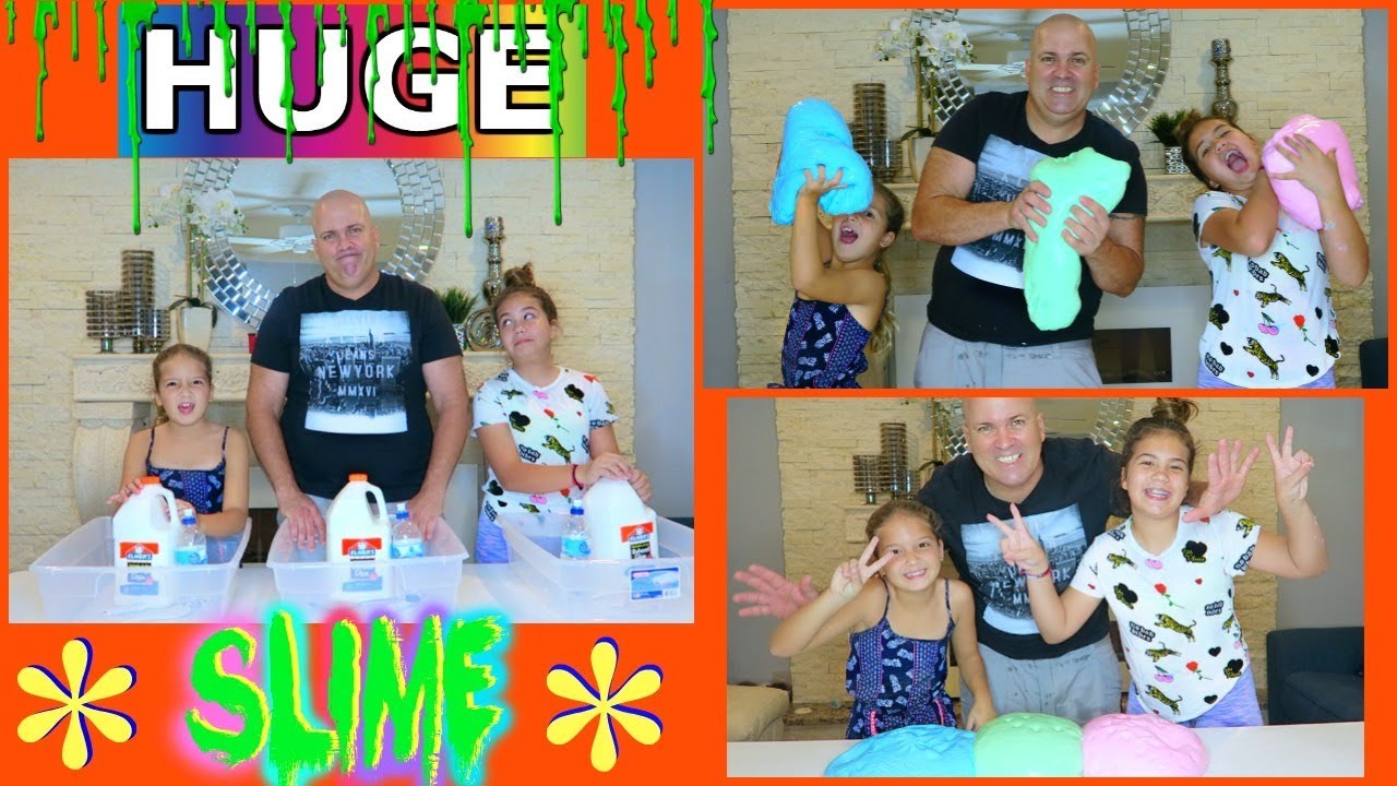 TEACHING OUR DAD HOW TO MAKE A HUGE SLIME "SISTER FOREVER" - YouTube