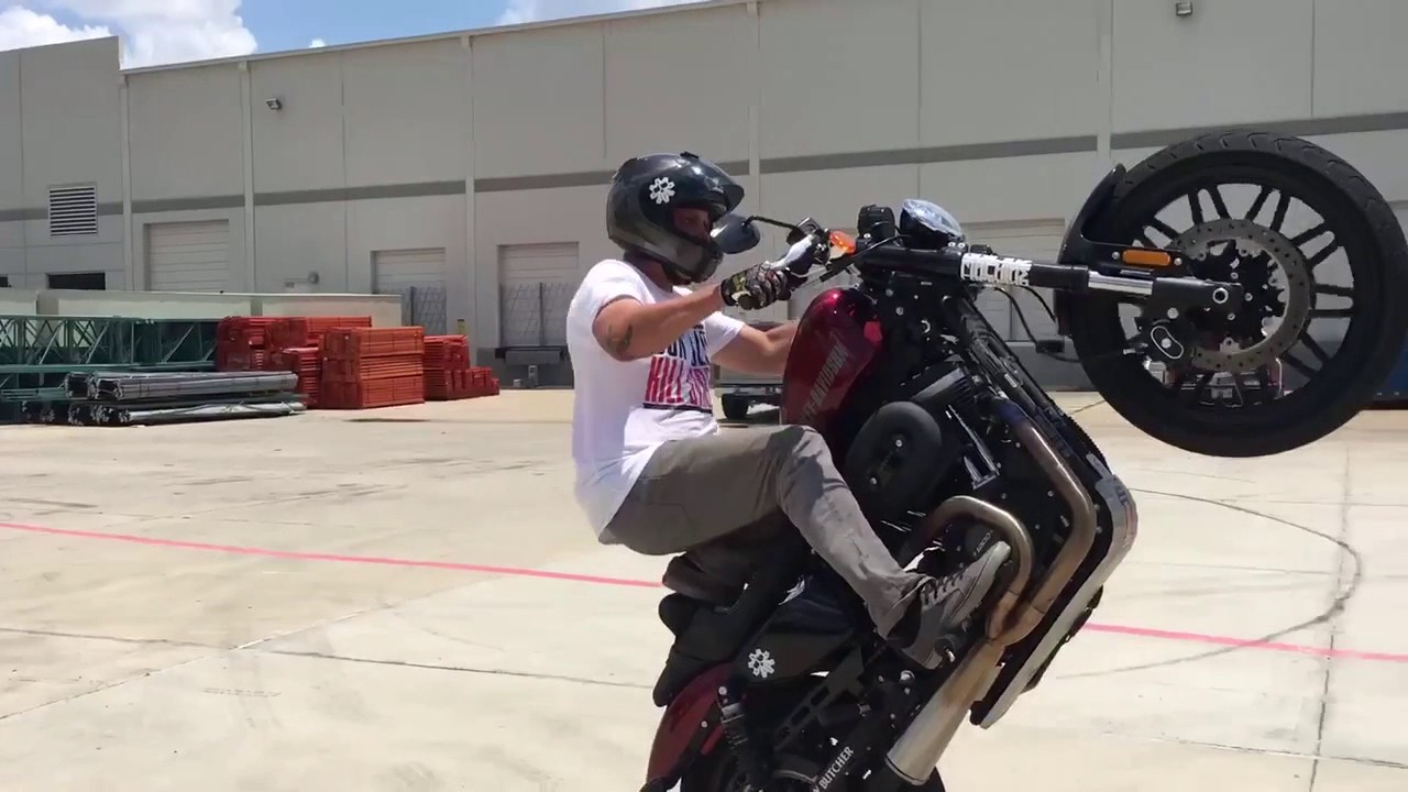 Harley Davidson Roadster stunts - YouTube
