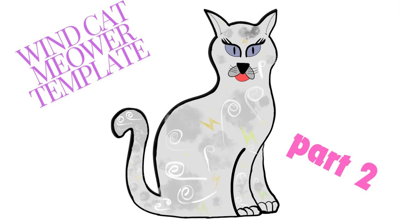 How to draw Breezy the wind cat Meower template in Procreate part 2 ...