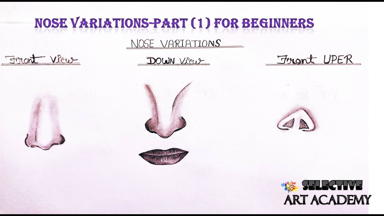 How to draw Nose for beginners (Part -1) || Nose Variations || Easy ...