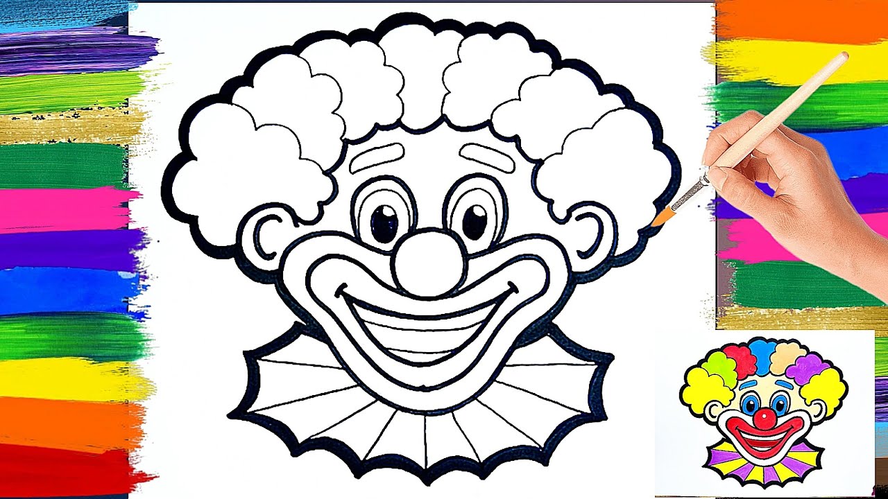 Drawing,Painting and Coloring a Clown for Kids & Beginners - Simple ...