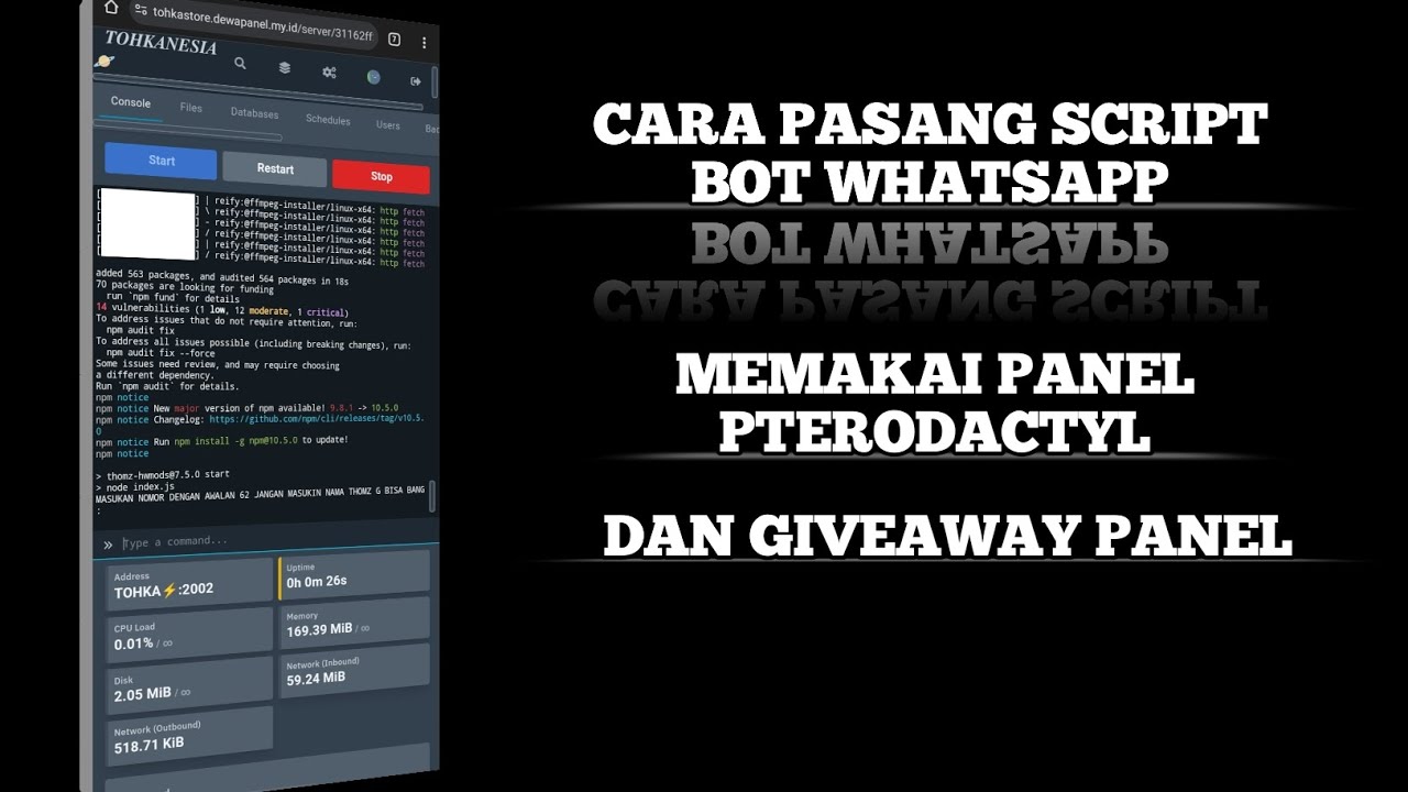 CARA PASANG ( INSTALL ) BOT WHATSAPP LEWAT PANEL PTERODACTYL #botwhatsapp - YouTube