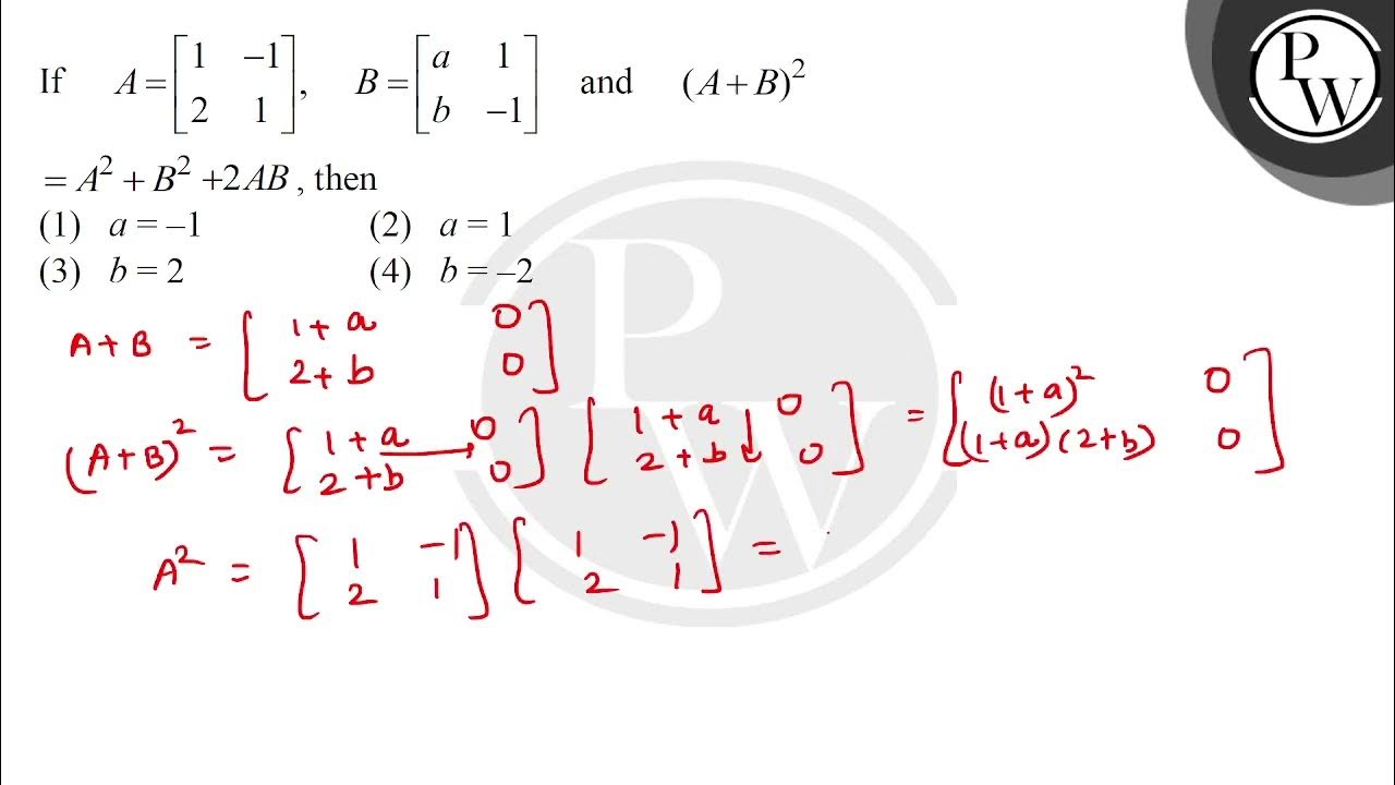 If \( \quad A=\left[\begin{array}{cc}1 & -1 \\ 2 & 1\end{array}\right], \quad B=\left[\begin{arr ...