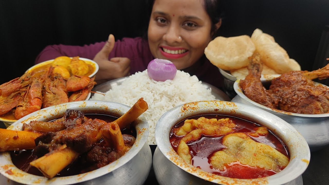 Eating: Mutton Curry, Mutton Fat Curry, Prawn Masala, Chicken Masala ...