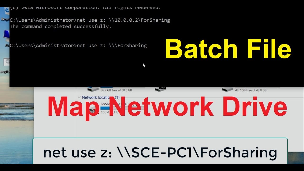 Map Network Drive Through Double Click || Map Network Through Batch ...