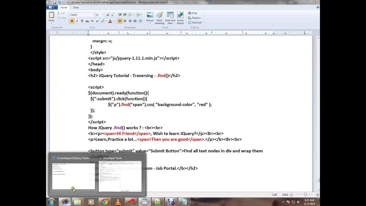 JQUERY TRAVERSING FIND METHOD DEMO - YouTube