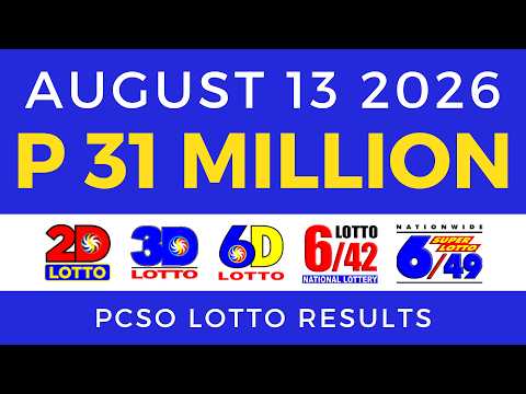 Lotto Result Today 9PM August 13 2026 PCSO