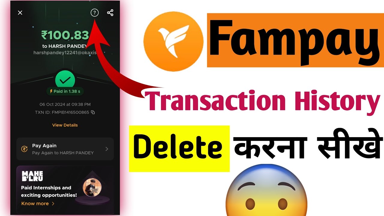 Fampay Transaction History Delete करना सीखे || - YouTube