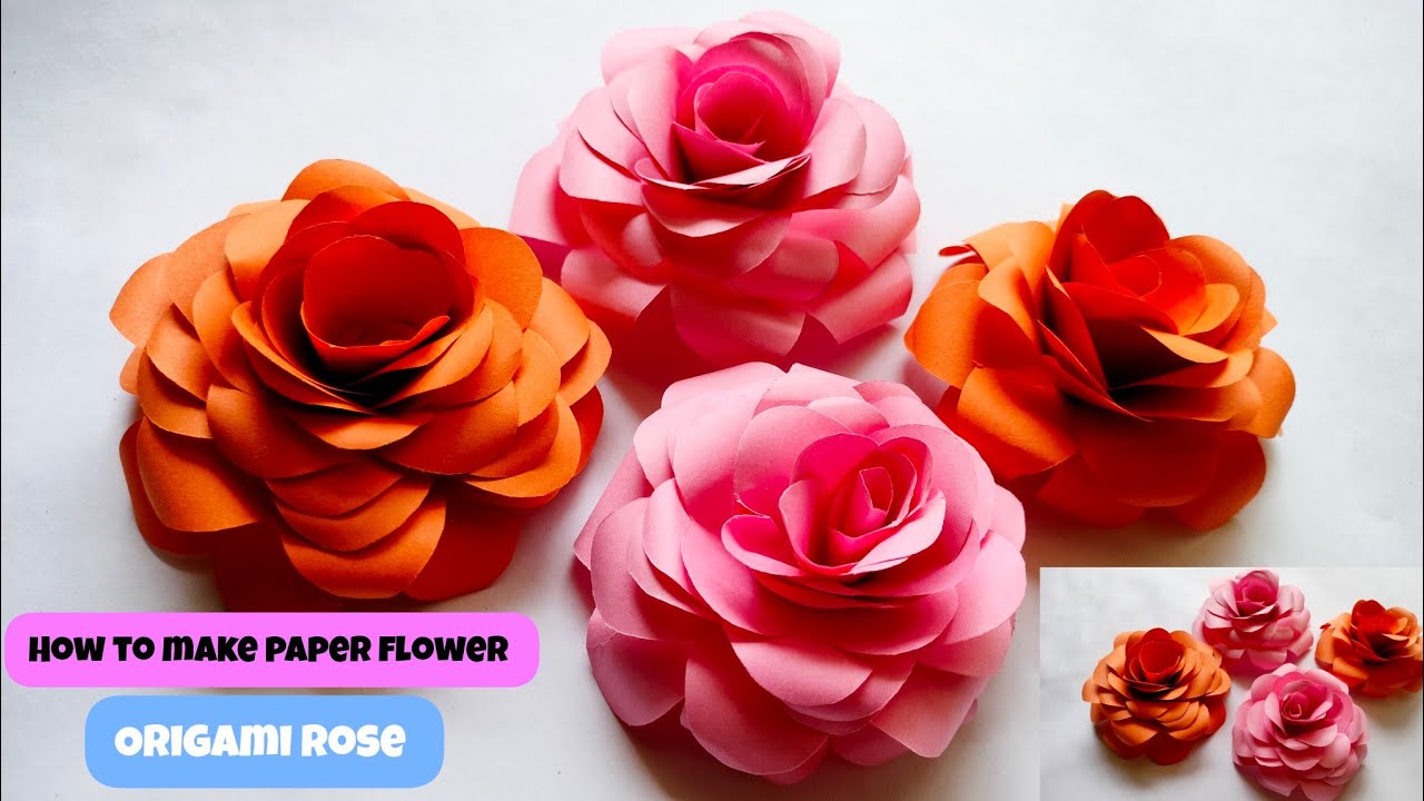 How To Make 3d Paper Rose Artandcraftorigami Paper Flower Making