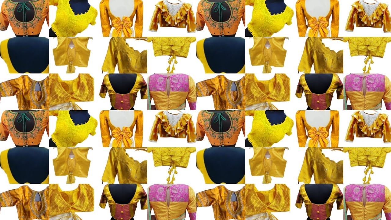 yellow blouse design ll yellow color blouse designs ll Blouse neck ...