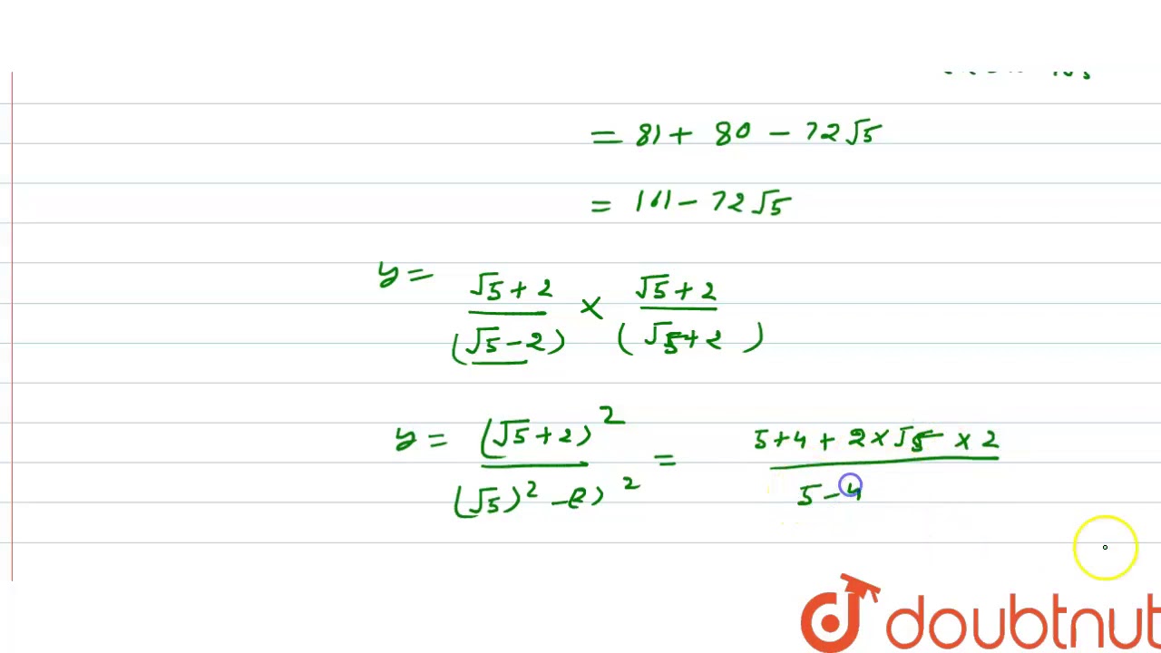 यदि `x = (sqrt(5)-2)/(sqrt(5)+2)` व `y=(sqrt(5)+2)/(sqrt(5)-2)`, तब ...