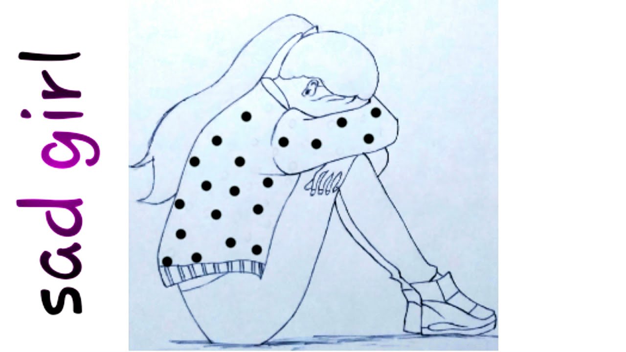 how to draw a sad girl || easy pencil sketch || sad girl drawing - YouTube