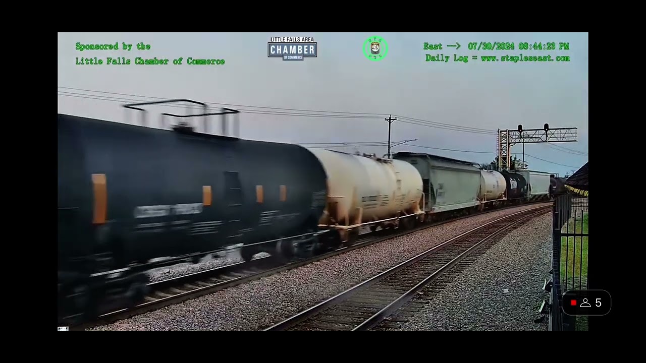 BNSF 5739 EB H-DILNTW Manifest In Little Falls MN Cam 7-30-24 - YouTube