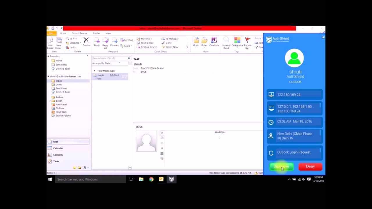 AuthShield Two Factor Authentication for Microsoft Outlook - YouTube