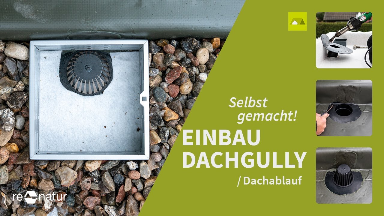 Einen PVC-Dachablauf in eine Dachbegrünung perfekt einbauen - YouTube