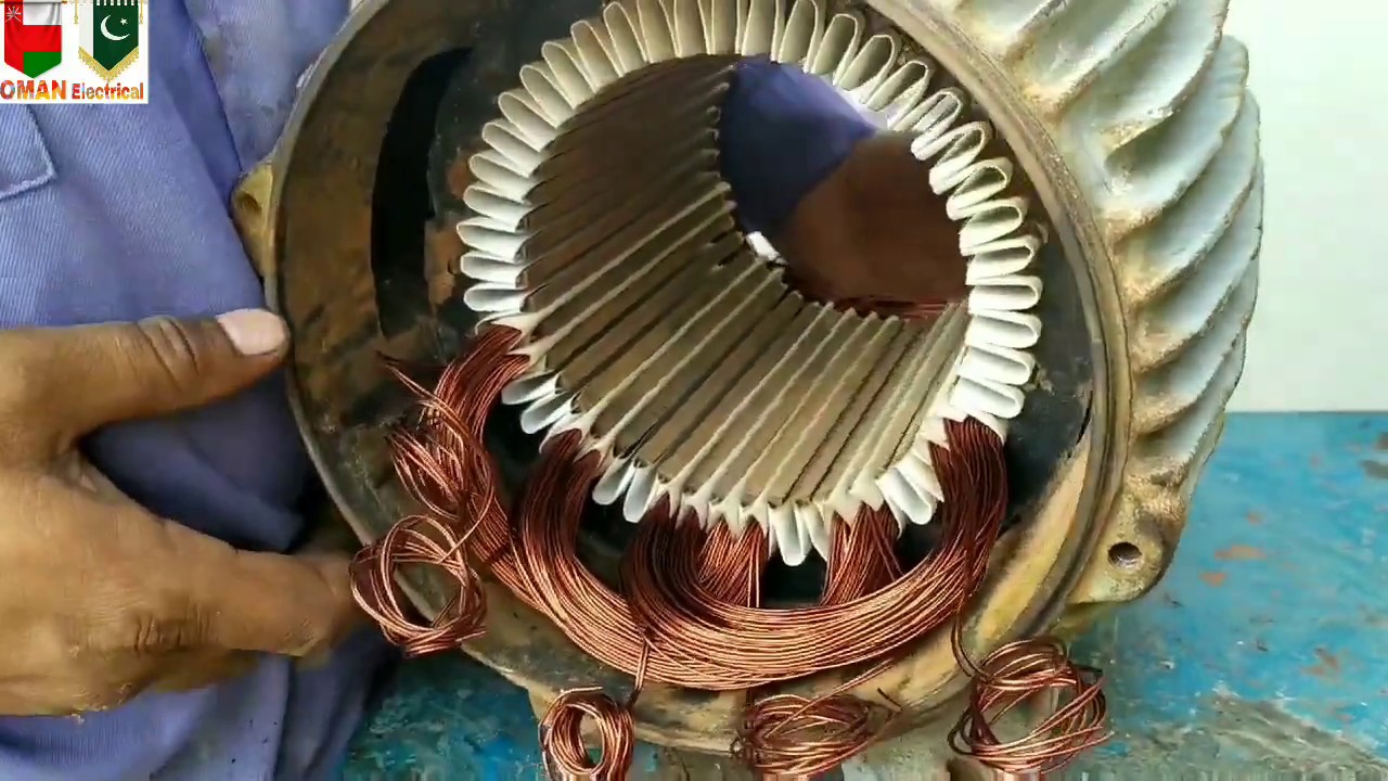 48 Slots 1400rpm Three Phase Motor Rewinding Part.2 in Hindi/Urdu - YouTube