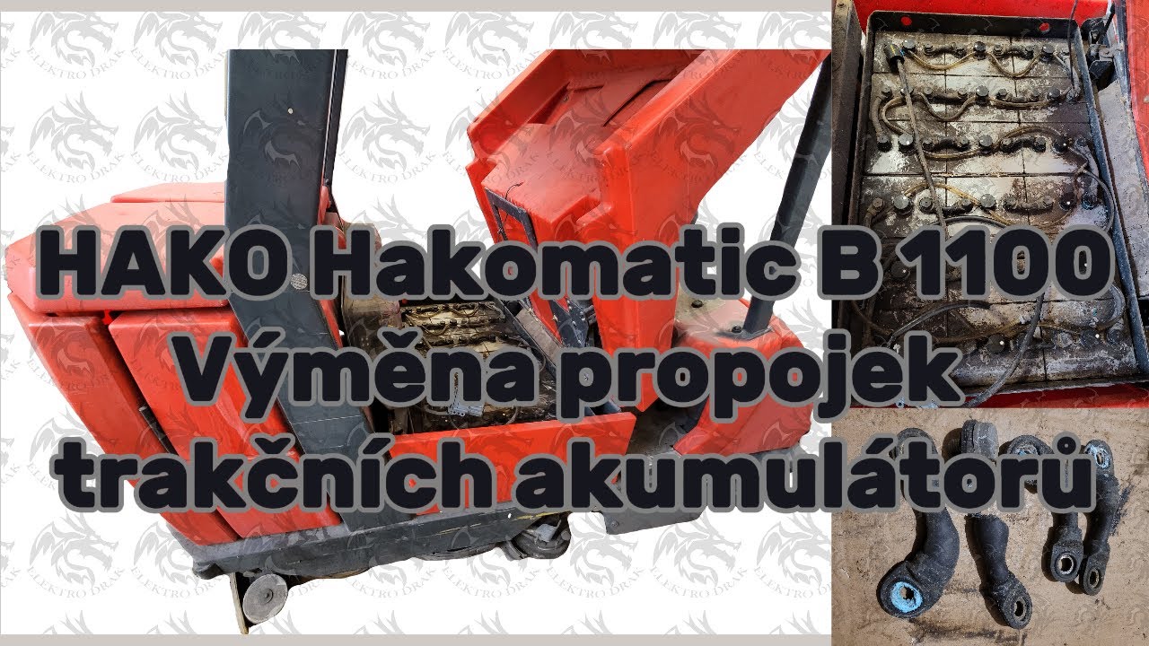 HAKO Hakomatic B 1100 - výměna propojek trakčních akumulátorů / replace ...