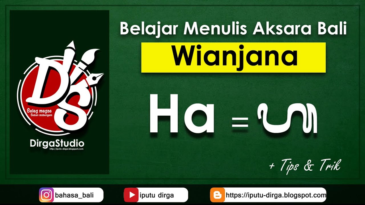 [Menulis Aksara Bali 01] Belajar Cara menulis Aksara Bali Ha - YouTube