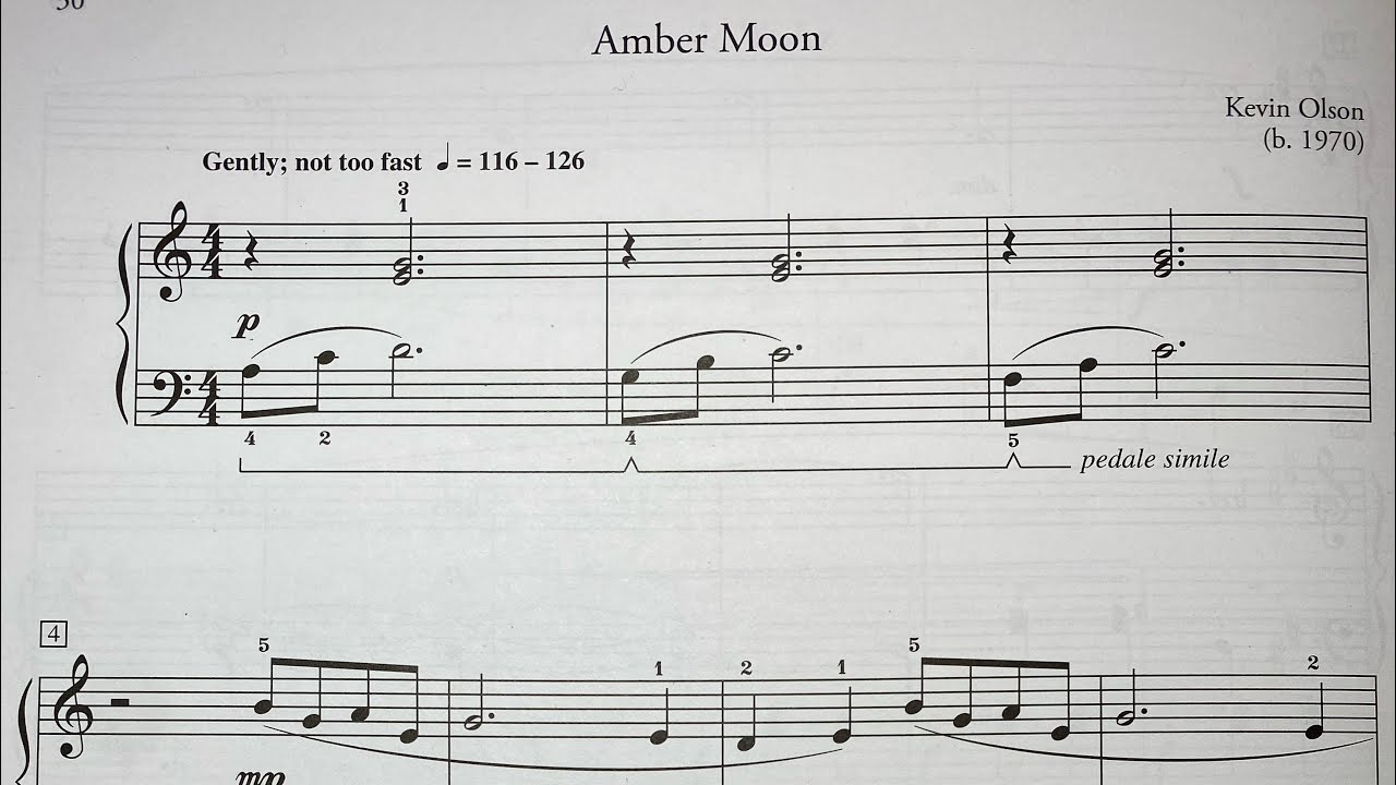 Amber Moon (Kevin Olson) - RCM Piano Level 1 Repertoire - YouTube