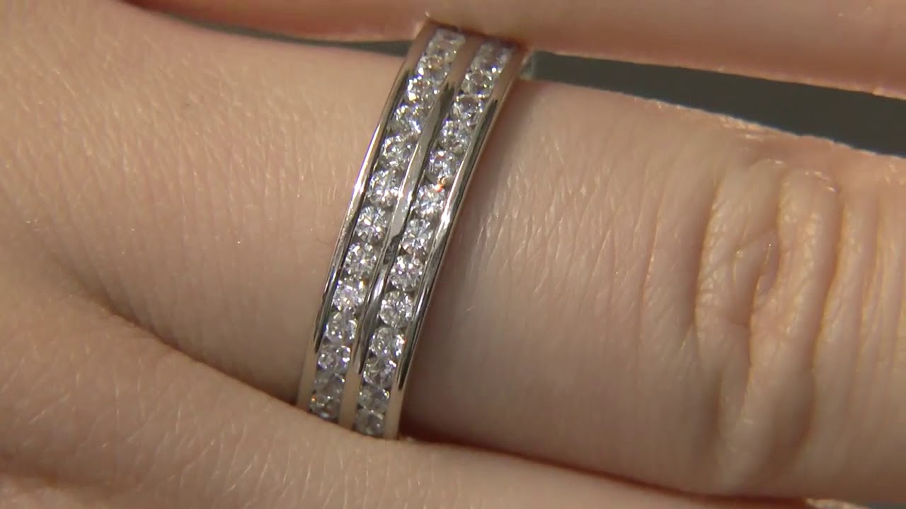 WR2040 0.75 Carat Double Channel Set Ladies Diamond Wedding Ring - YouTube