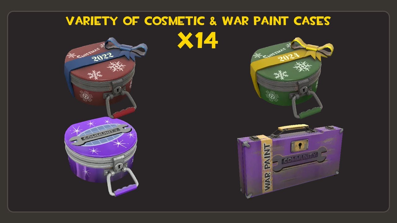 (TF2) Unboxing 14 Variety of Cosmetic & War Paint Cases. - YouTube