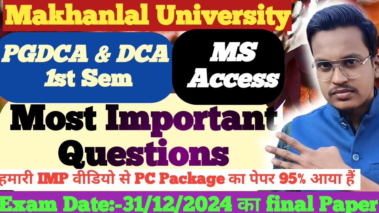 PGDCA DCA ke MS Access ka Final Paper।। MS Access के IMP Questions 2024 ...