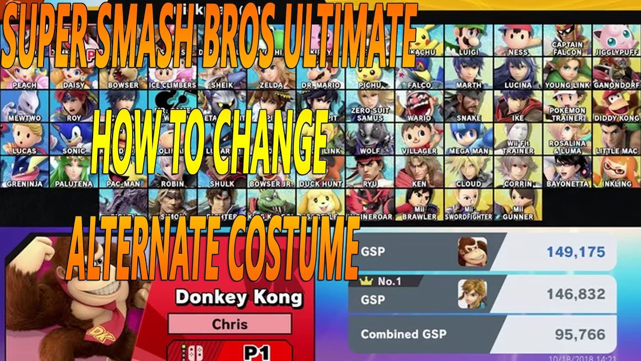 super smash bros ultimate how to change costumes - YouTube