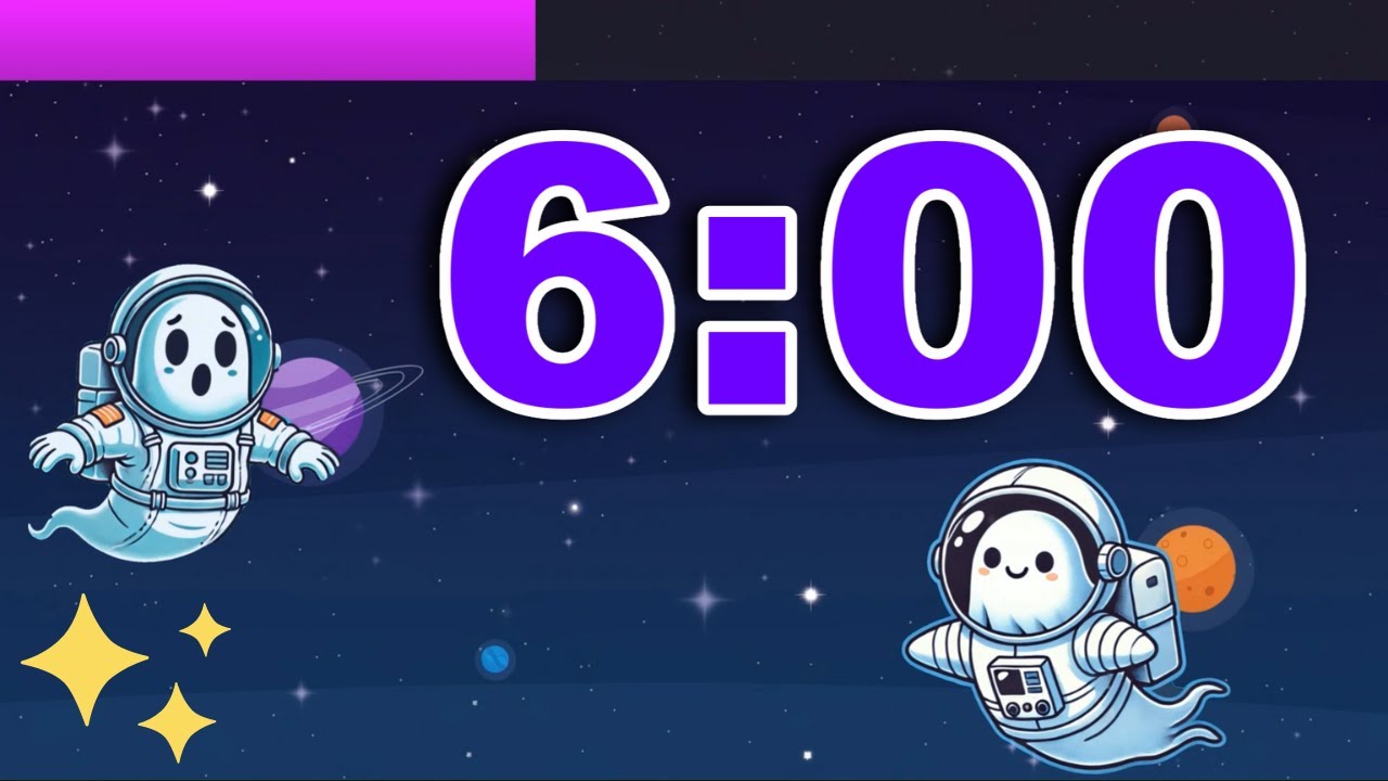 6 Minute Space Ghosts Countdown Timer with Playful Music for Kids 🎵⭐ ...