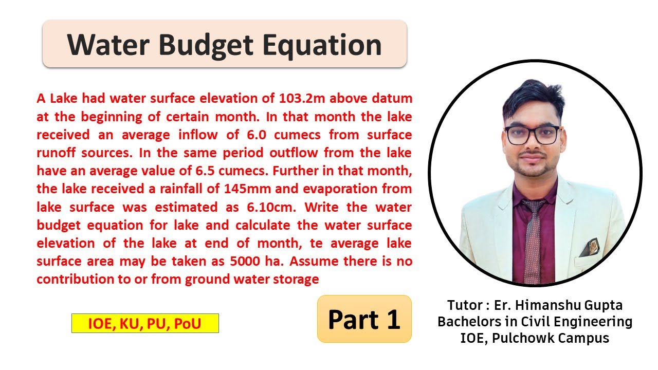 Numerical on Water Budget Equation Part 1 | Chapter 1 | Engineering ...