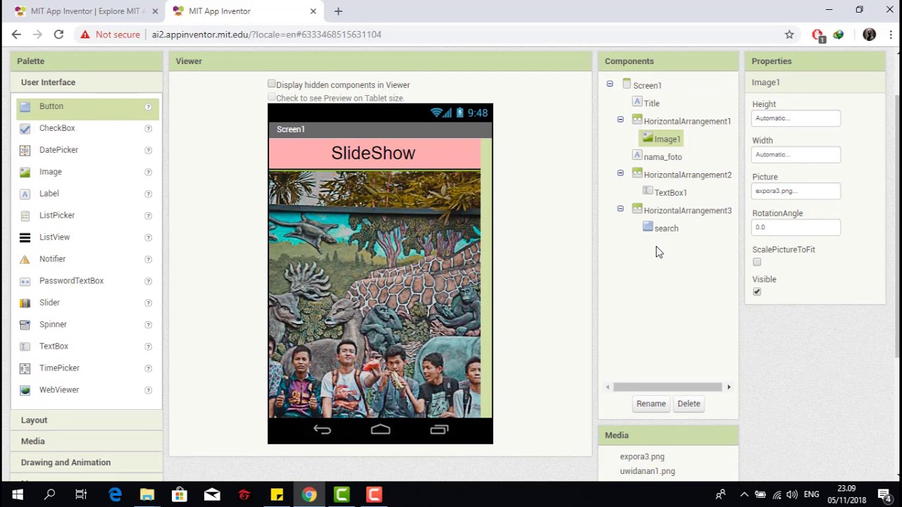 APP INVENTOR , Tutorial membuat slideshow photo - YouTube