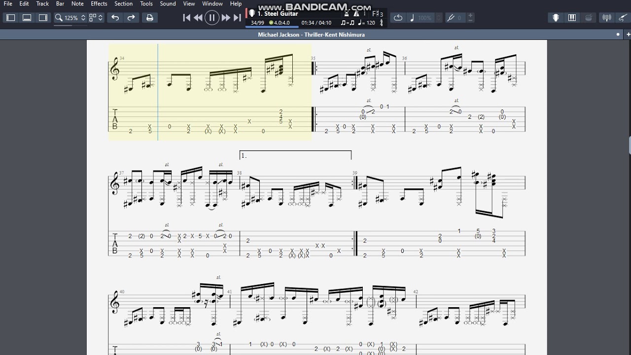 Michael Jackson - Thriller-Kent Nishimura (Guitar Tab) - YouTube