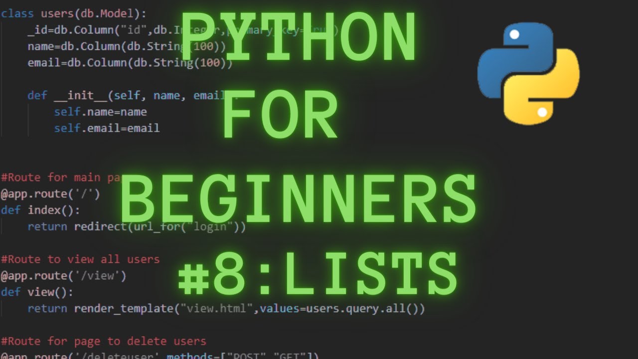 Python Programming For Beginners Tutorial 8 Lists Youtube
