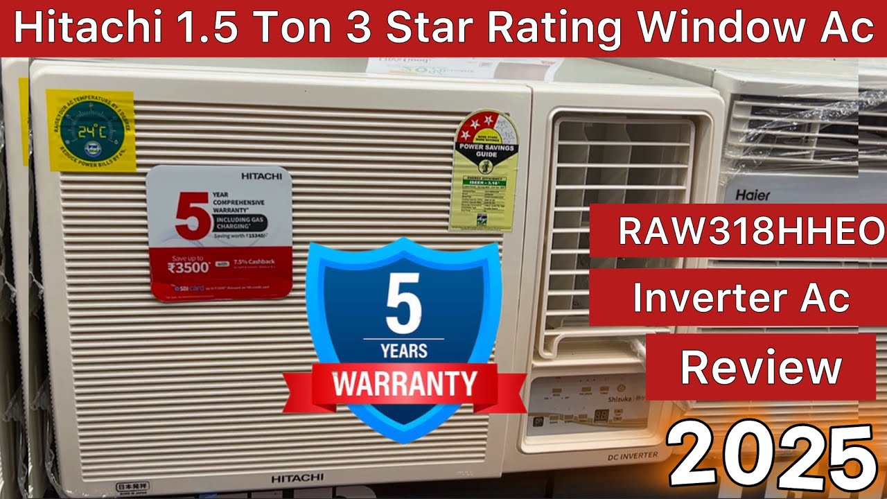 Hitachi Window Ac 2025 ⚡️Hitachi 1.5 Ton 3 Star Rating Inverter Window ...