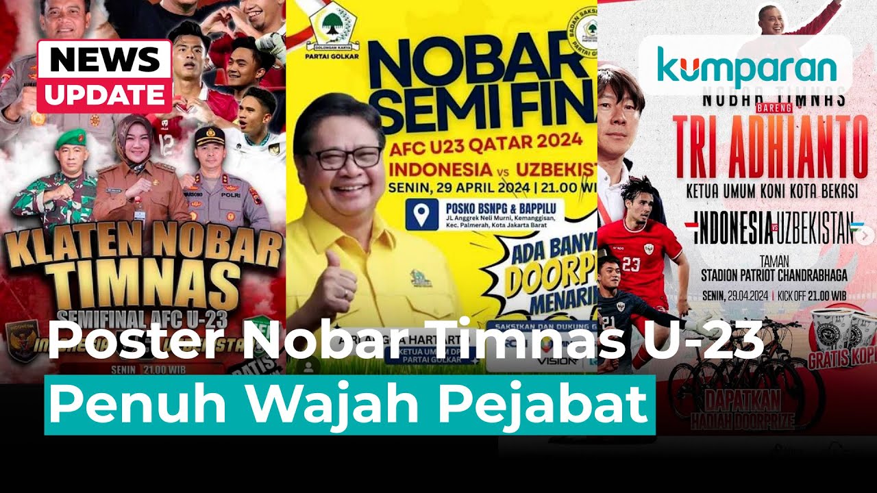 Poster Nobar Timnas Indonesia vs Uzbek, Penuh Wajah Pejabat - YouTube