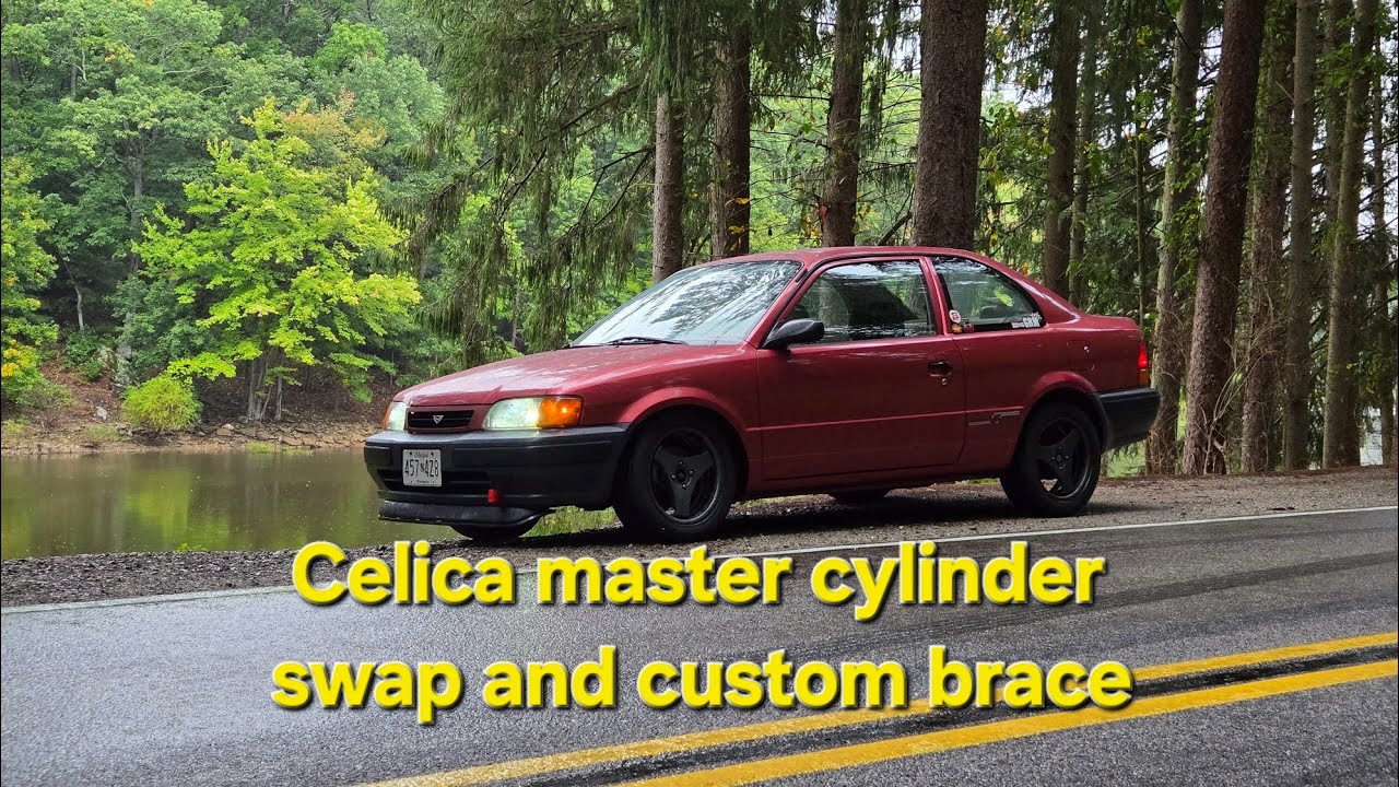 Celica master cylinder swap and custom brace - YouTube