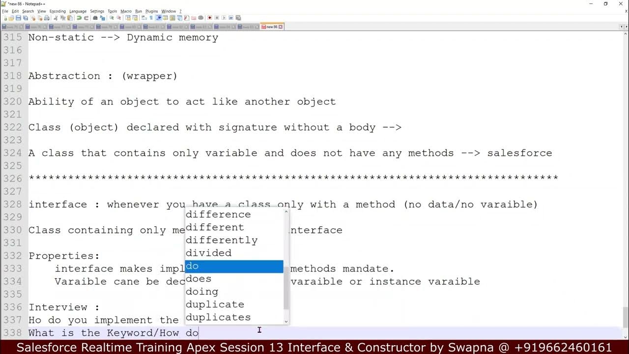 Salesforce Development Tra 13| Interface | Constructor | Default | Non Parameterized ...