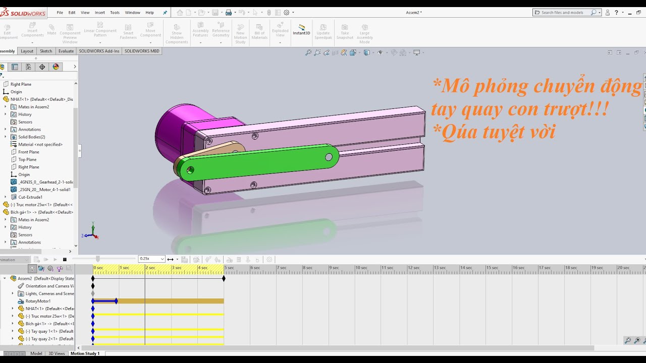 Solidwork 2018 # 17.Sliding Mate in SOLIDWORKS.(Mô phỏng chuyển động cơ ...