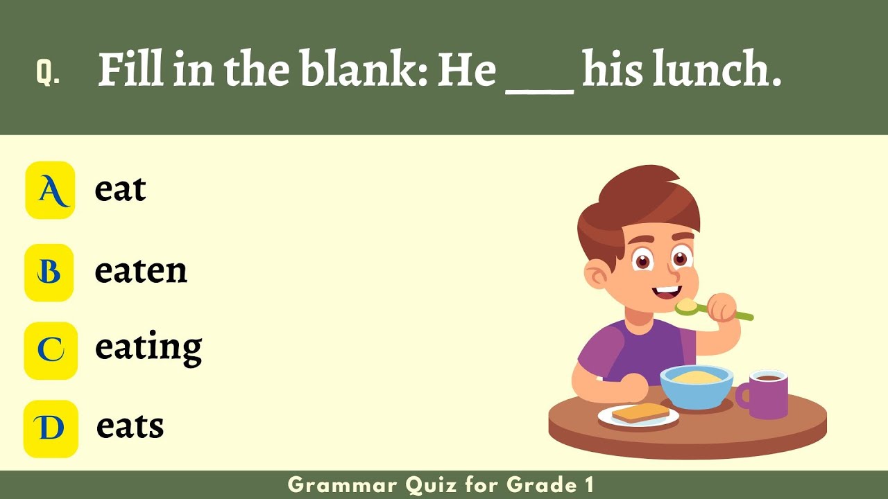 Grammar Quiz for Grade 1 | 45 Questions! English Grammar & Vocabulary ...