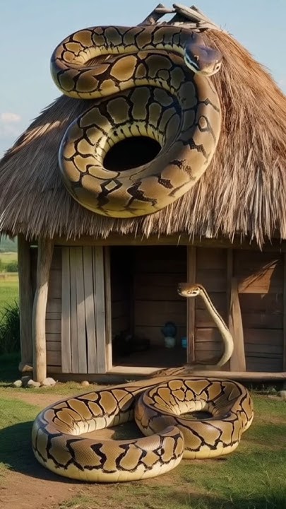 "A Rare Sight of a Giant Python on a Village Hut"#nature #desertsnake ...